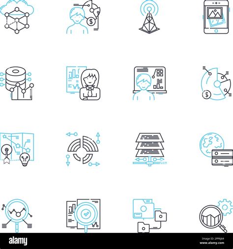 Web Analytics Linear Icons Set Metrics Data Traffic Conversions Seo Engagement Behavior
