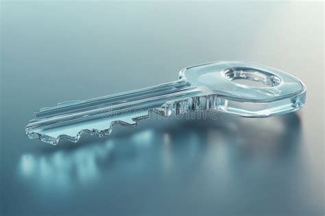 Glass Key Lying On A Reflective Surface Symbolizing Security Solution Access And Success