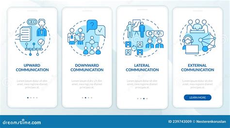 Professional Communication Types Blue Onboarding Mobile App Screen