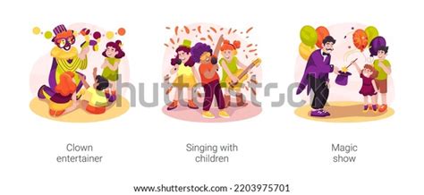 키즈파티 연예인들은 만화 벡터 그림 세트를 스톡 벡터로열티 프리 2203975701 Shutterstock
