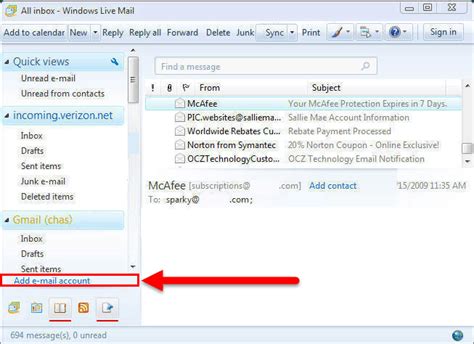 Configuring Windows Live Mail MyunWired