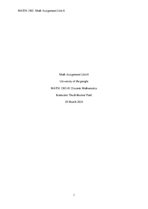 I Am Sharing Math 1302 Math Assignment Unit 8 With You Math