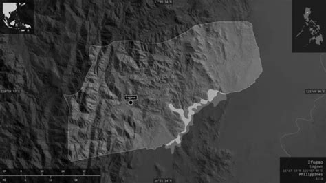 Ifugao Province Of Philippines Grayscaled Map With Lakes And Rivers Shape Presented Against