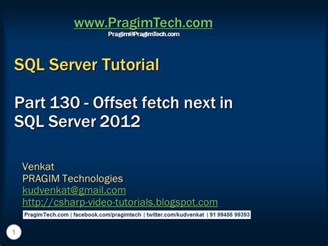 Sql Server Net And C Video Tutorial Offset Fetch Next In Sql Server 2012