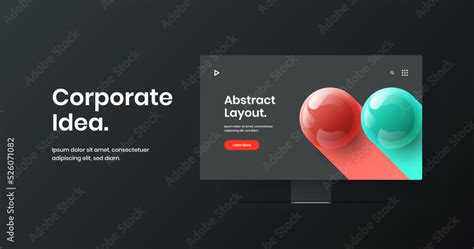 Premium Monitor Mockup Presentation Layout Simple Site Vector Design Template Stock Vector