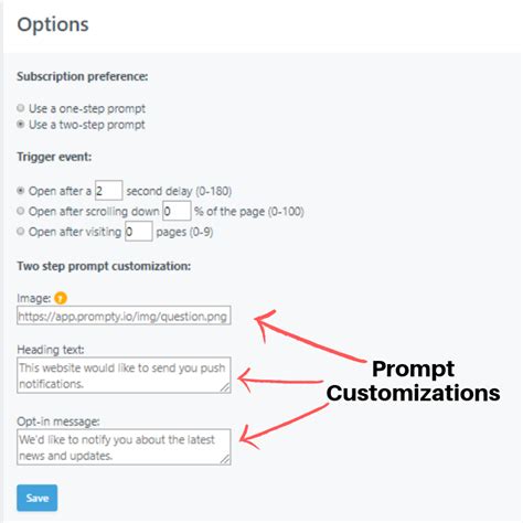 setting up your custom two step opt in prompt prompty
