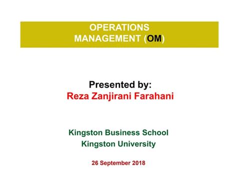 Introduction To Operations Management Functions Ppt