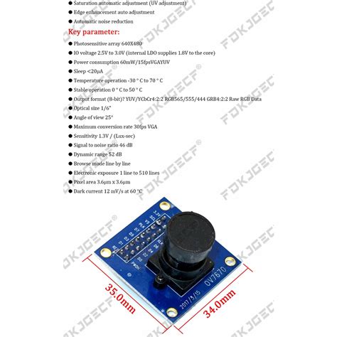 ov7670 camera module ov7670 modulesupports vga cif auto exposure
