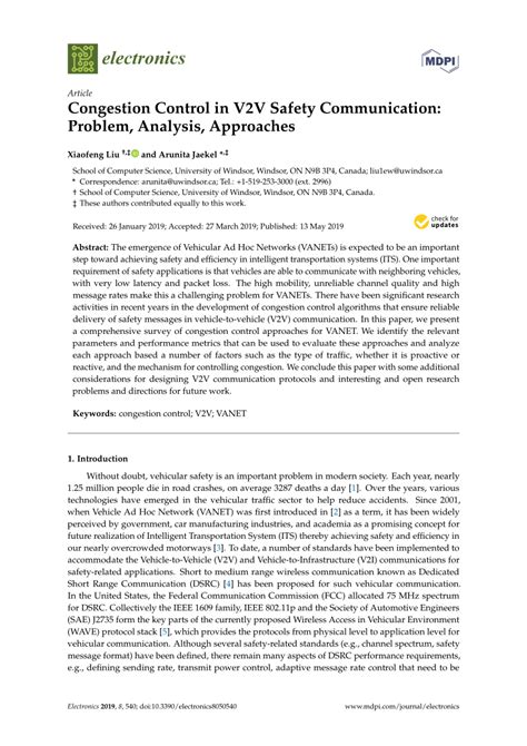 Pdf Congestion Control In V2v Safety Communication Problem Analysis Approaches