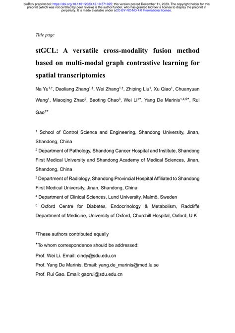 Pdf Stgcl A Versatile Cross Modality Fusion Method Based On Multi Modal Graph Contrastive