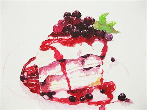 手绘水彩 美食食物 甜点下午茶 插图插画涂鸦 蛋糕 暖暖午后时光 吃货福利 by吉禅子