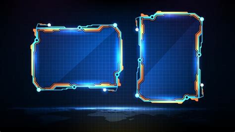 Premium Vector Abstract Futuristic Background Of Blue Glowing Technology Sci Fi Frame Hud Ui