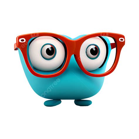Glasses Red Frame Blue Cute Cartoon 3d Cute Cartoon Creativity Png
