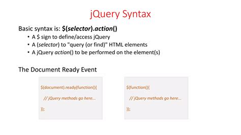 Introduction To Jquery The Basics Ppt