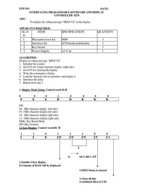 Interfacing Prgrammable Keyboard And Display Controller 8279 Pdf Office Equipment