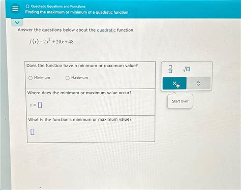 Solved Answer The Question Below About The Quadratic