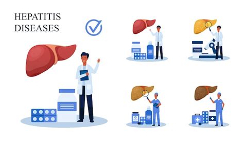 Premium Vector Set Of Hepatitis Disease Vector Illustration