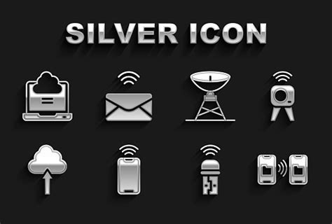 Wifi 무선 웹 카메라 데이터 전송 및 저장 Usb 어댑터 클라우드 업로드 위성 접시 네트워크 클라우드 연결 및 메일 이메일 아이콘으로 모바일을 설정합니다 벡터 0명에