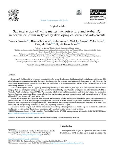 Pdf Sex Interaction Of White Matter Microstructure And Verbal Iq In Corpus Callosum In