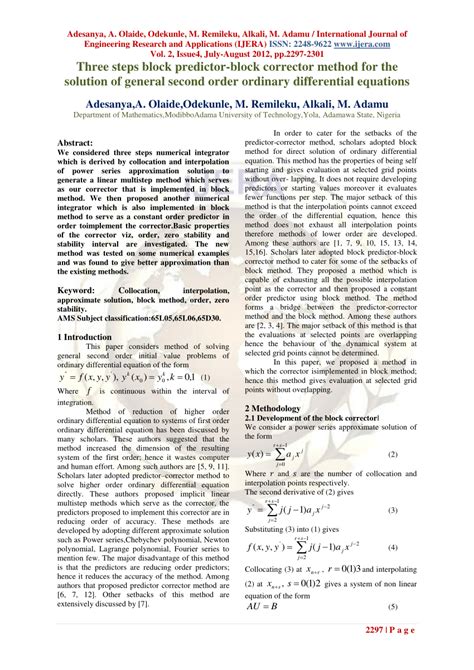 Pdf Three Steps Block Predictor Block Corrector Method For The