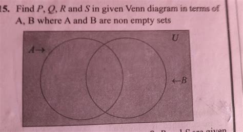 Find P Q R And S In The Given Venn Diagram In Terms Of Sets A And B W