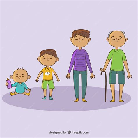 Азиатские мужчины в разном возрасте Бесплатно векторы