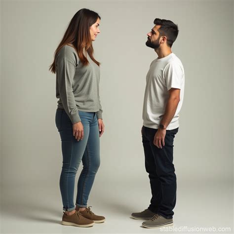 Visual Confrontation Tall Woman Meets Short Man Stable Diffusion Online