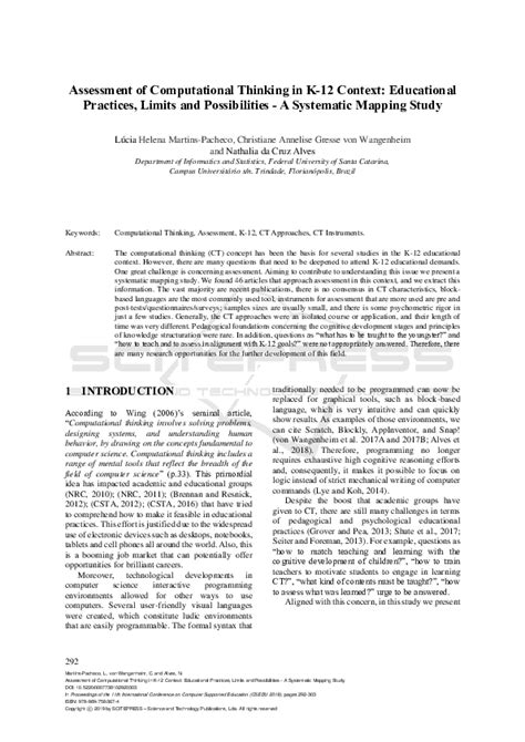 pdf assessment of computational thinking in k 12 context educational