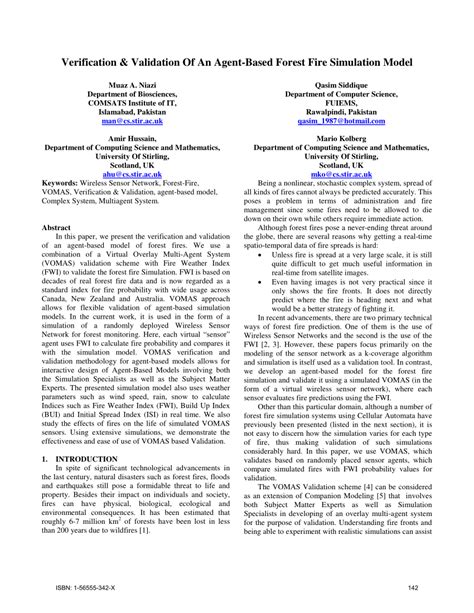 Pdf Verification And Validation Of An Agent Based Forest Fire Simulation Model