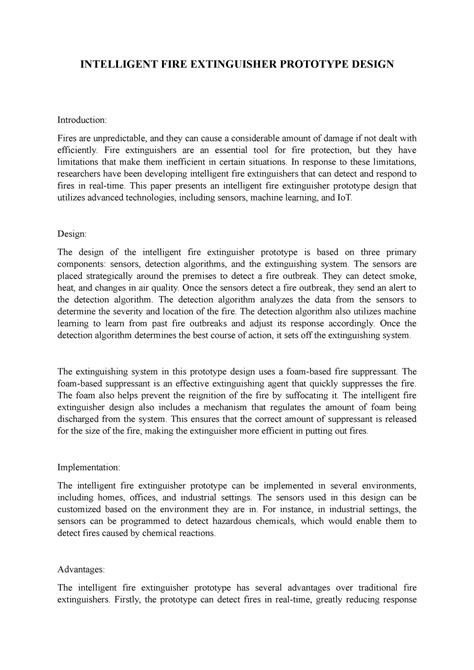 Intelligent FIRE Extinguisher Prototype Design INTELLIGENT FIRE