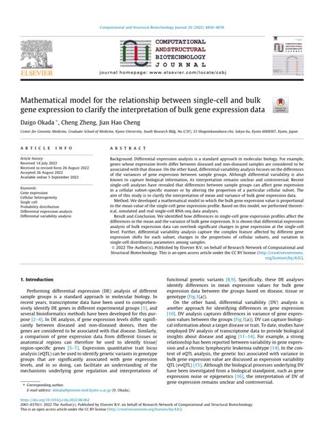 pdf mathematical model for the relationship between single cell and