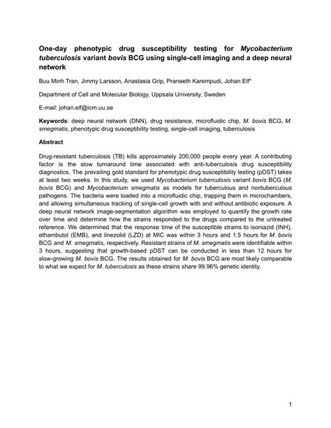 Pdf One Day Phenotypic Drug Susceptibility Testing For Mycobacterium Tuberculosis Variant