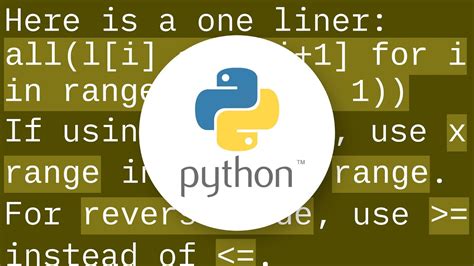 Pythonic Way To Check If A List Is Sorted Or Not Youtube