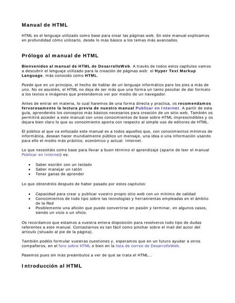 Pdf Manual Html Desarrolloweb Dokumentips