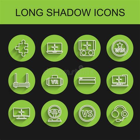 Set Line Computer Monitor Racing Simulator Cockpit Piece Of Puzzle Vs Versus Battle