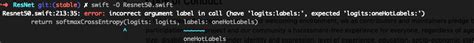 error running resnet50 release 0 2 incorrect argument label in call have logits labels