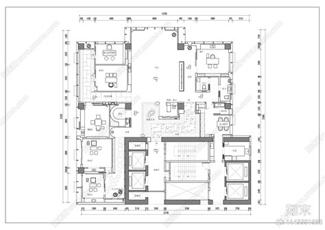 新中式茶室平面布置图施工图下载【id 1143391983】 知末案例馆