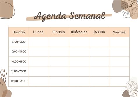 Linda Plantilla De Horario Semanal Con Tiempo