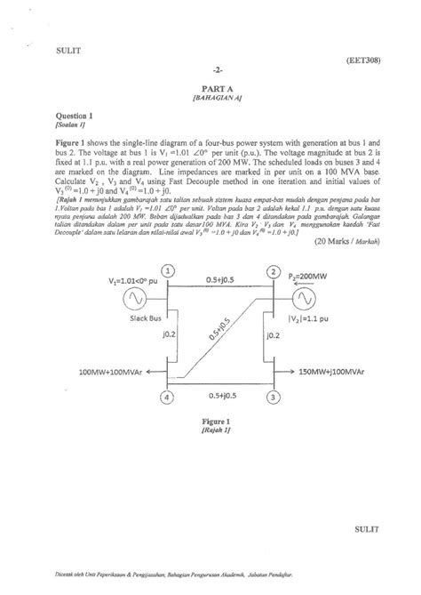 Solved Figure 1 Shows The Single Line Diagram Of A Four Bus Chegg Com