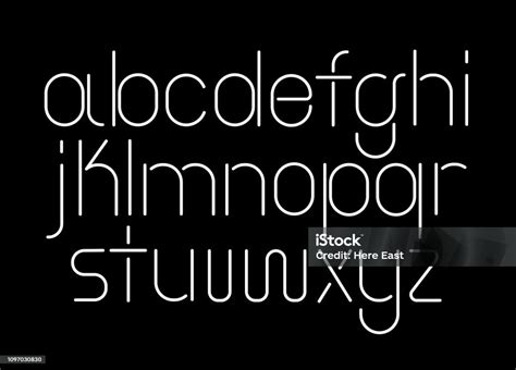 네온 선형 튜브 글꼴 대문자 및 괴기 한 Sans Serif 인쇄 술 네온 간판 광고 보드에 대 한 부드럽고 가벼운 최소한의 스텐실 글자를 소문자로 단일 이미지에 대한 스톡