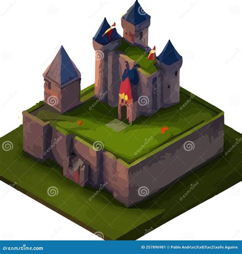 Vector Isometric Medieval Low Poly Castle Stock Vector Illustration Of Architecture Stone