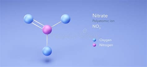 Nitrate Molecular Structures 3d Model Polyatomic Ion Structural Chemical Formula And Atoms