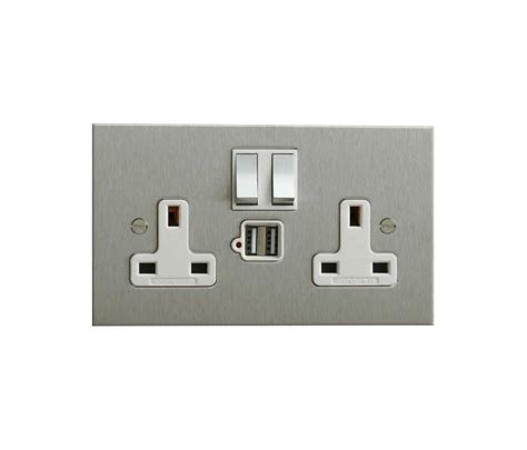 Stainless Steel Double 13amp Socket With USB Architonic