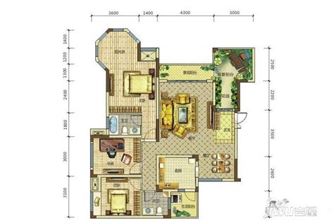 重庆大足锦绣南山C4户型户型图 首付金额 3室2厅2卫 122 27平米 吉屋网