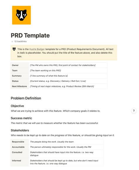 Mobile App Product Requirements Document Template