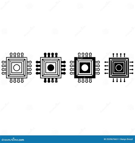 Chip Vector Icon Set Microchip Illustration Symbol Collection Cpu Sign Core Logo Stock Vector