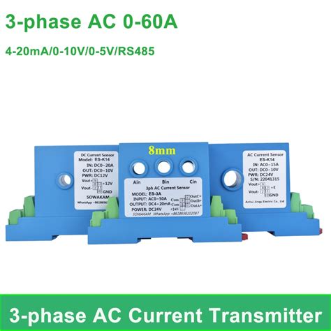 Three Phase Ac Current Transmitter Ac 5a 10a Current Sensor 4 To 20ma 0 10v Rs485 Analog Signal