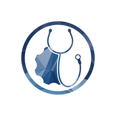 Stethoscope Vector With Cut Gear Logo Design Medical Stethoscope Logo