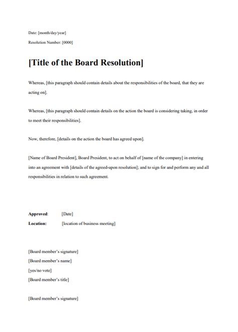 Board Resolution Sample And Best Practices PDF Agile