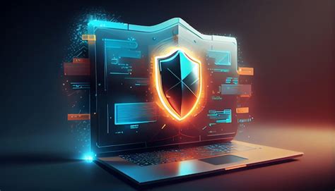 Premium Photo Cyber Security Concept Shield Digital Lock Generative Ai